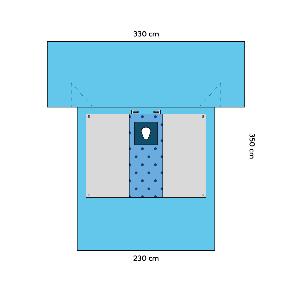 Full patient hip drape with pear shaped fenestration and aneasthetic ...