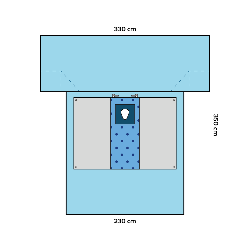 Full patient hip drape with pear shaped fenestration and aneasthetic ...